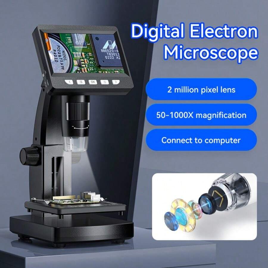 inskam 1000X Digital Microscope 8LED Real Shot Rendering Computer Microscop Electron Biological ...
