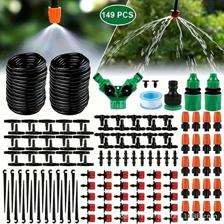 Drip Irrigation Kit With Distribution Tubing And Adjustable Sprinkler ...