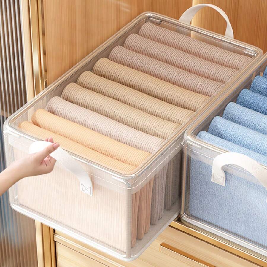 Transparent Collapsible Clothes Storage Box, Visible Closet Organizer ...