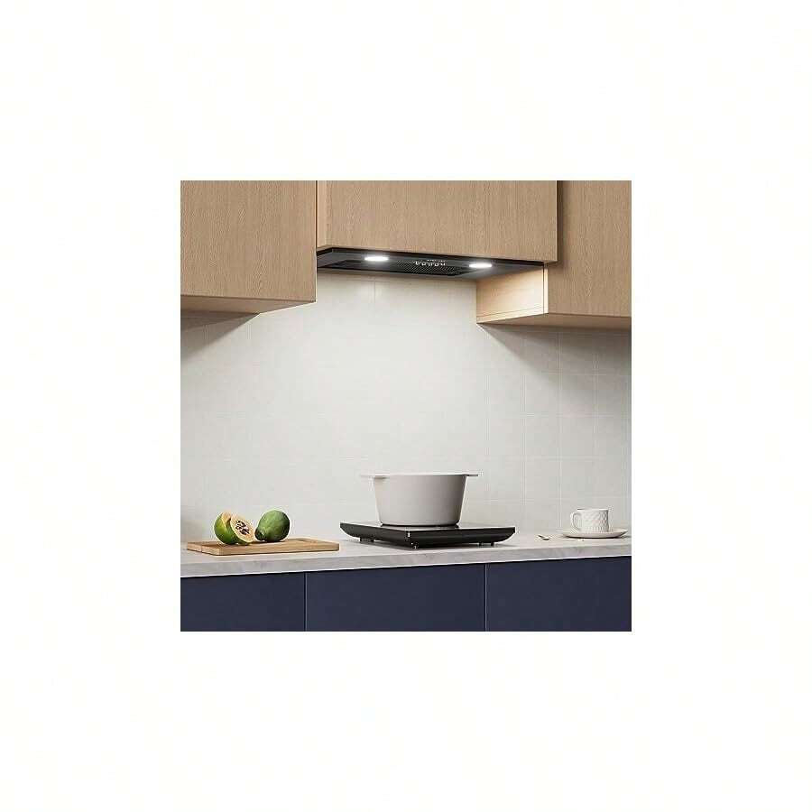 Integrated Cooker Hood 52cm Black Built-In Extractor LED Light 3 Speeds ...