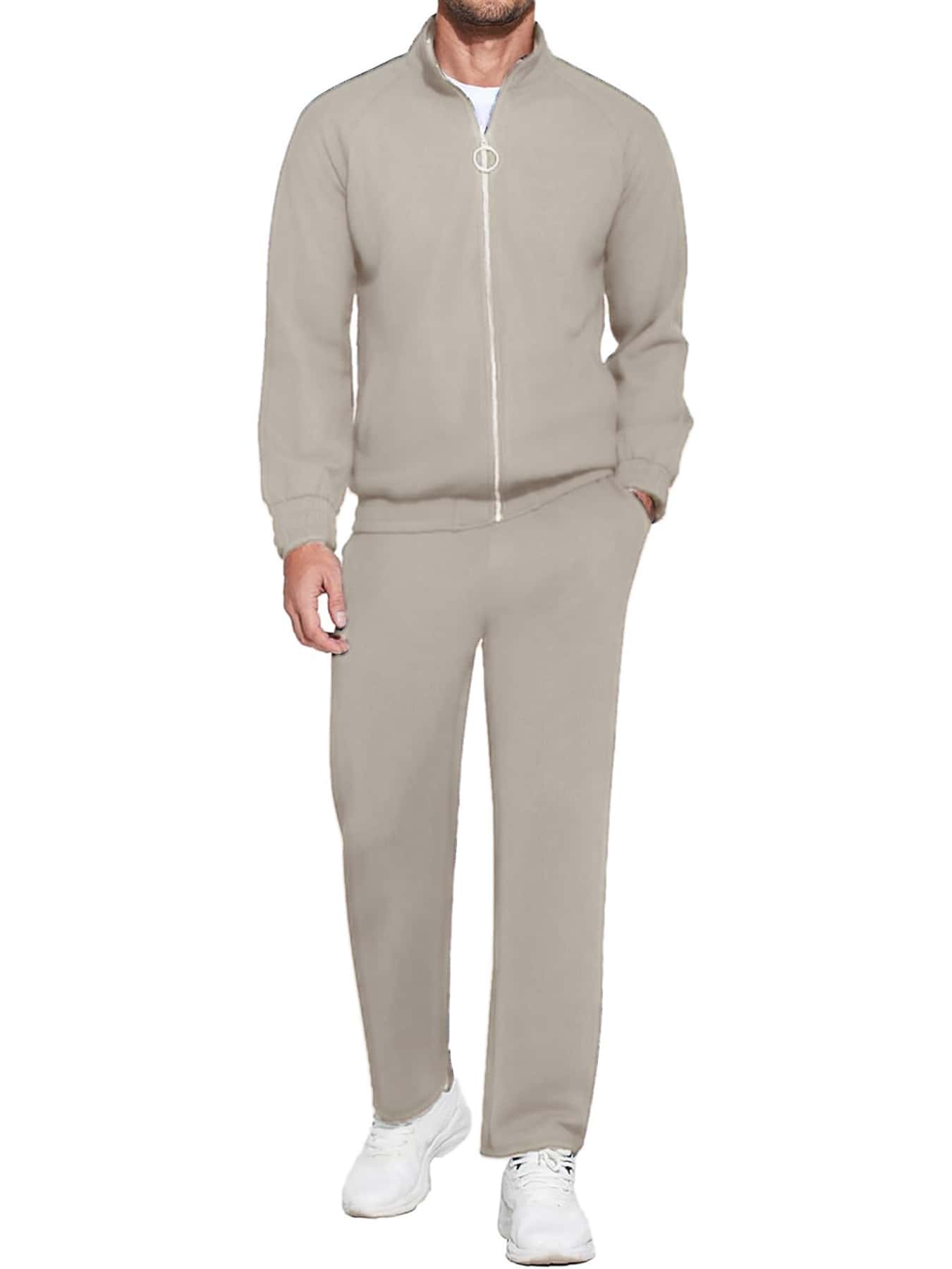 Mens 2 Piece Tracksuit Casual Sweatsuits Full Zip Track Suits Jogging ...