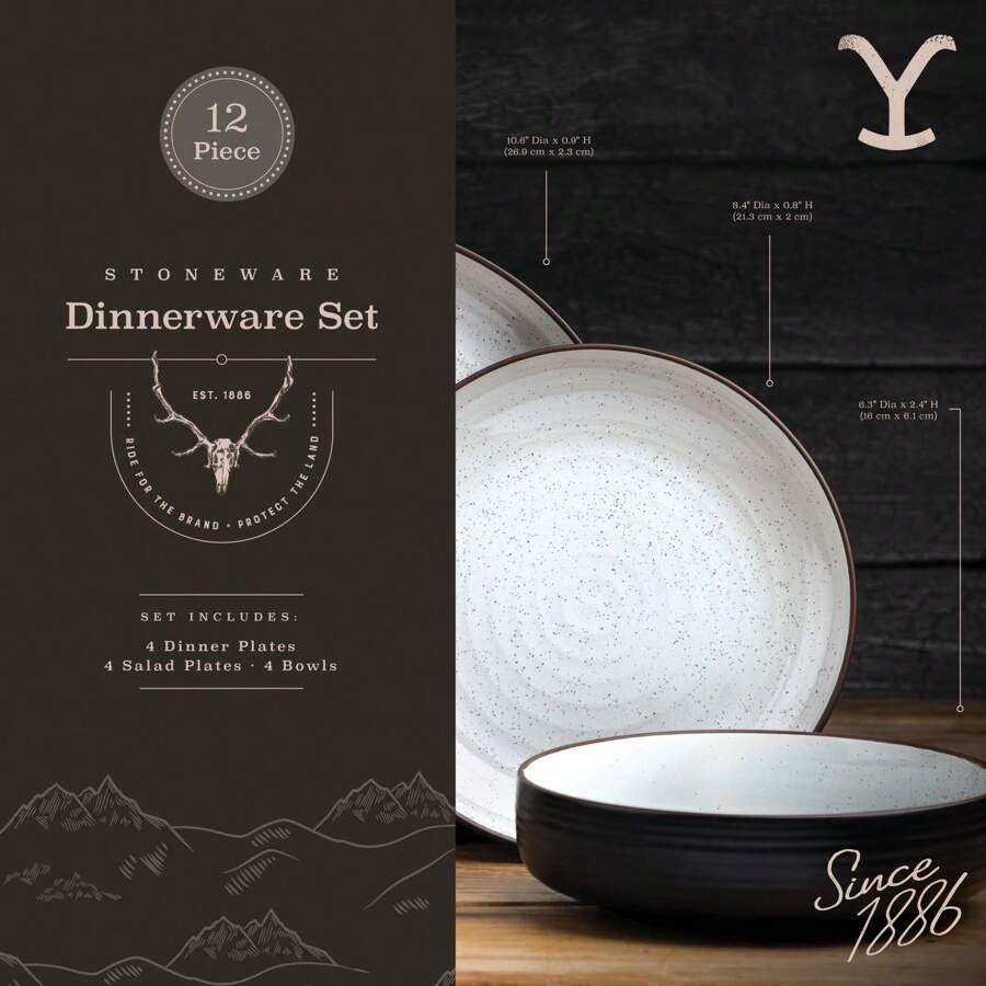 Yellowstone 12-Piece Ceramic Dinnerware Set, Beth Collection | SHEIN ITALIA