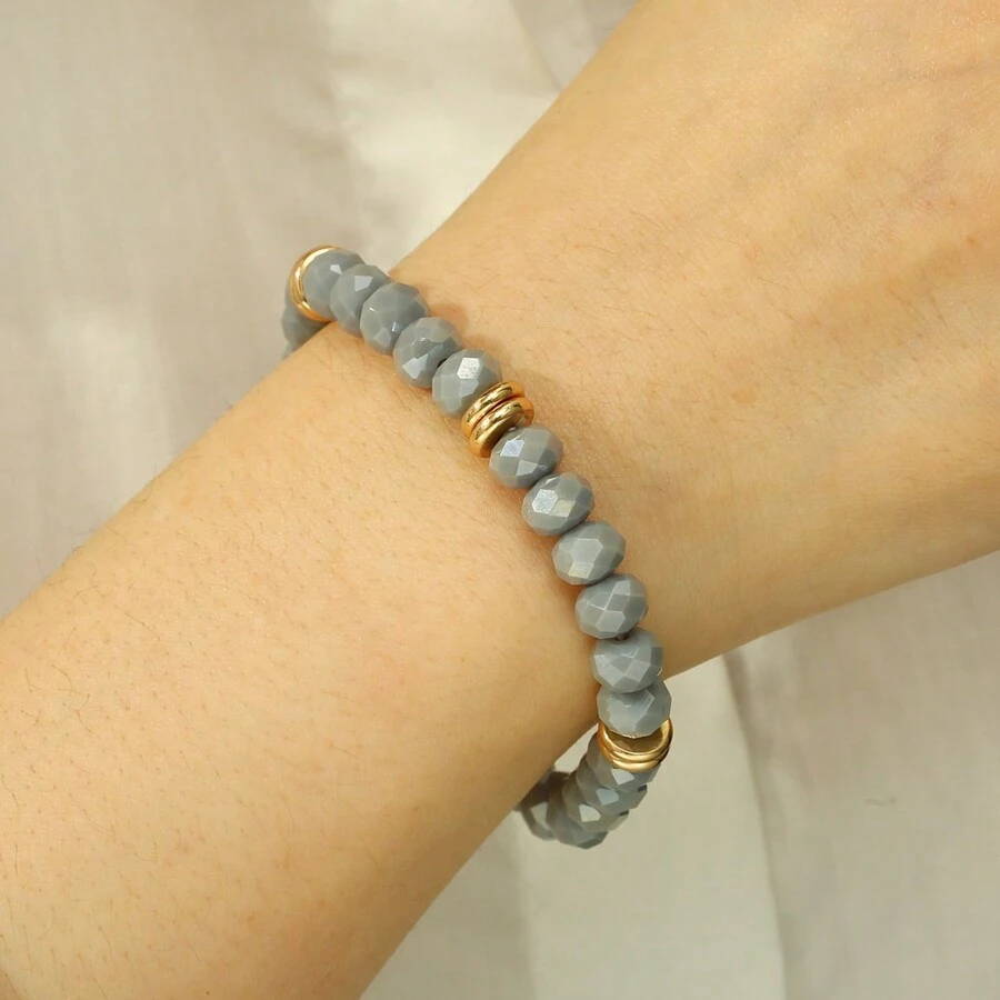 A Golden Cloud Bohemia Faceted Crystal Bracelet For Women Handmade Glass Beaded Stackable ...