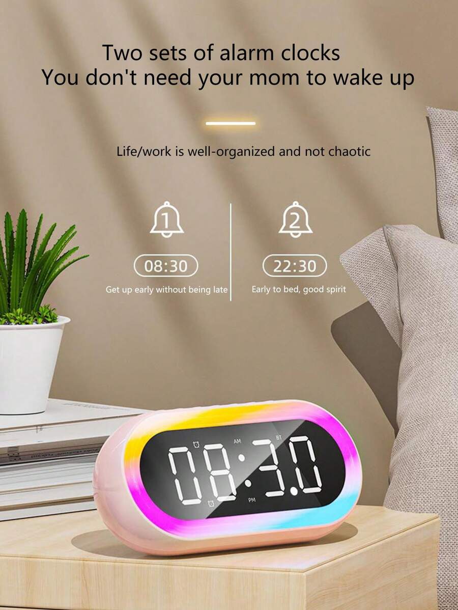 RGB Stylish Bluetooth Alarm Clock, Full-Range High-Volume Speaker, HD ...