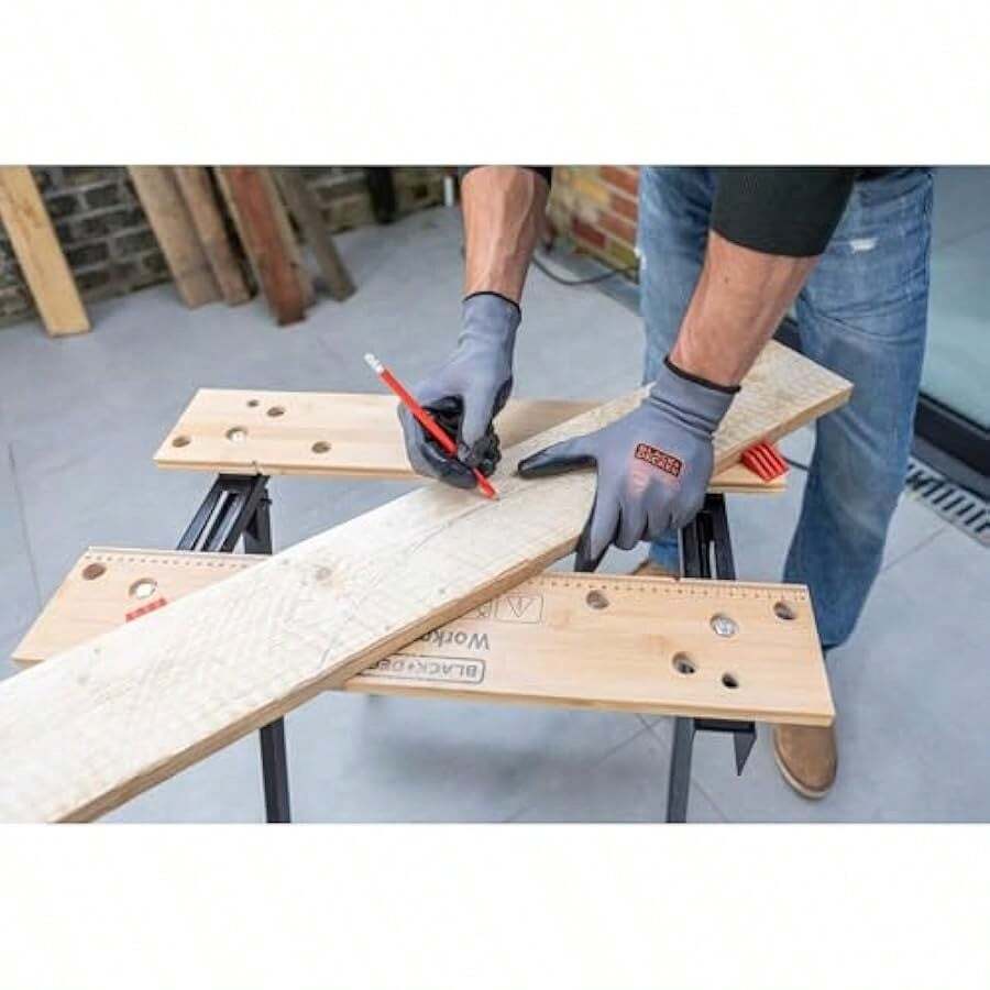 Dual Height Heavy Duty Steel Frame Workbench Tool Stand Saw Horse BLACK ...