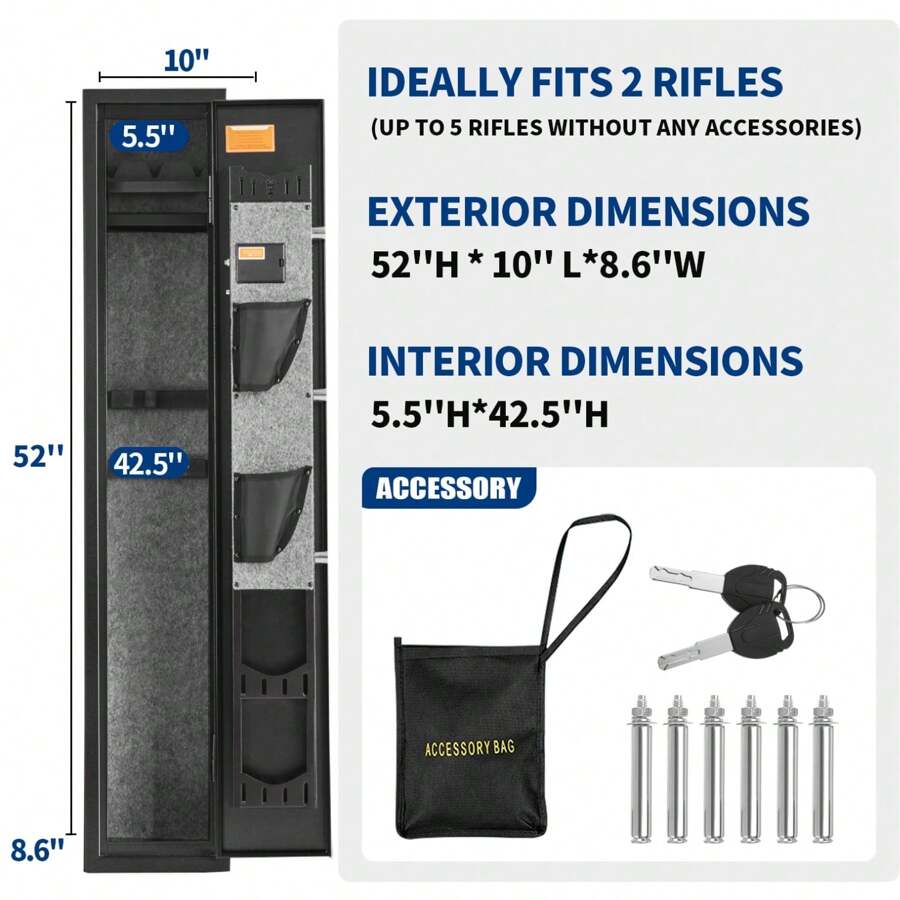 BlackSmith Keypad 3 Rifle Safe Long Gun Safe For Home Rifle Pistols ...