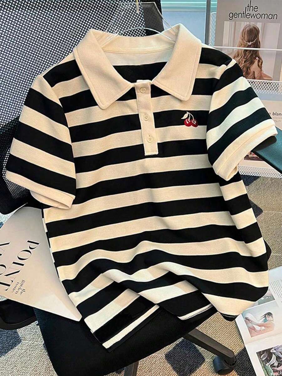 Camisa polo con rayas de cereza para adolescentes, diseño minimalista ...