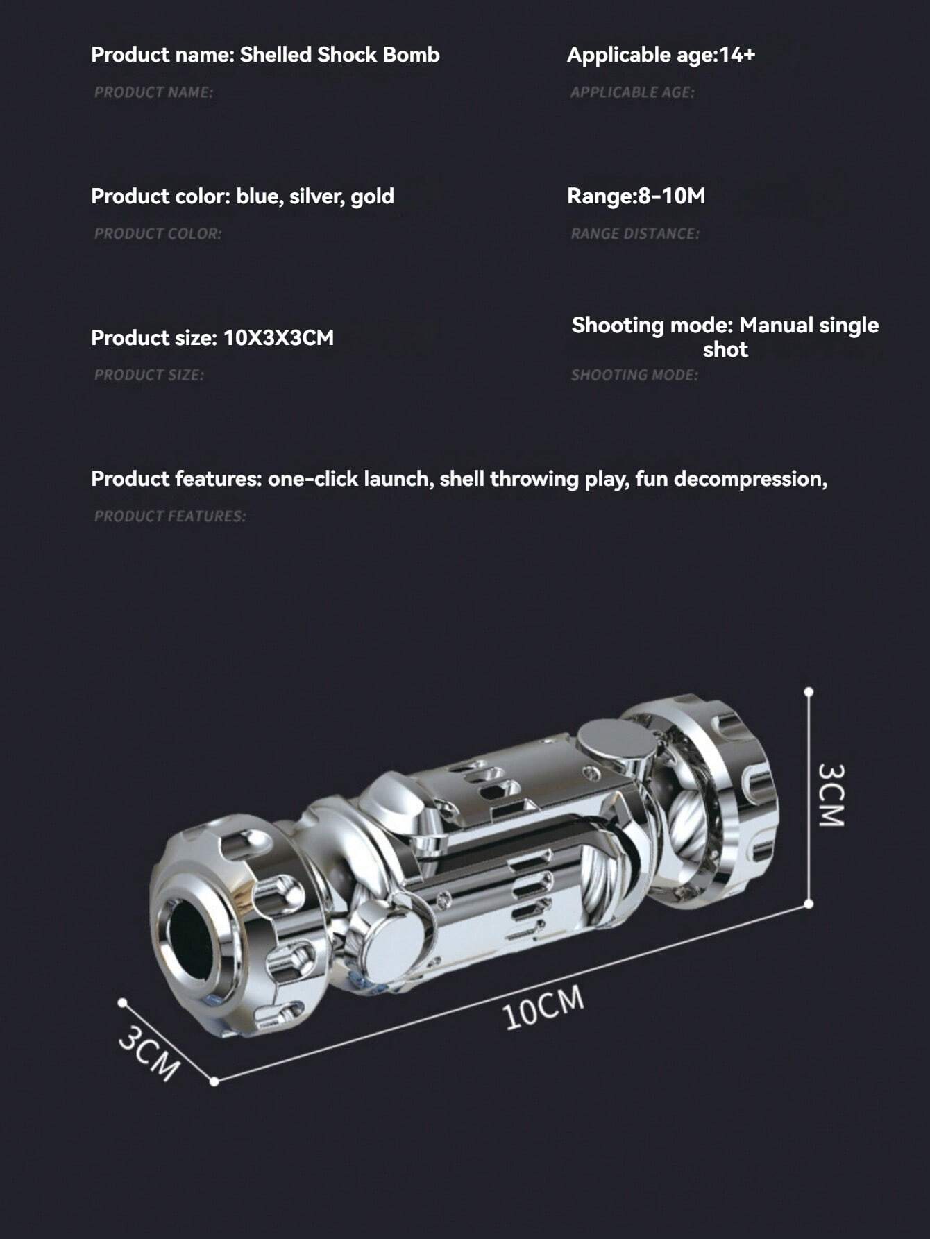 1pc Silver-Coated Spy Shock Exploding Bullet Toy Gun Model With 1 ...