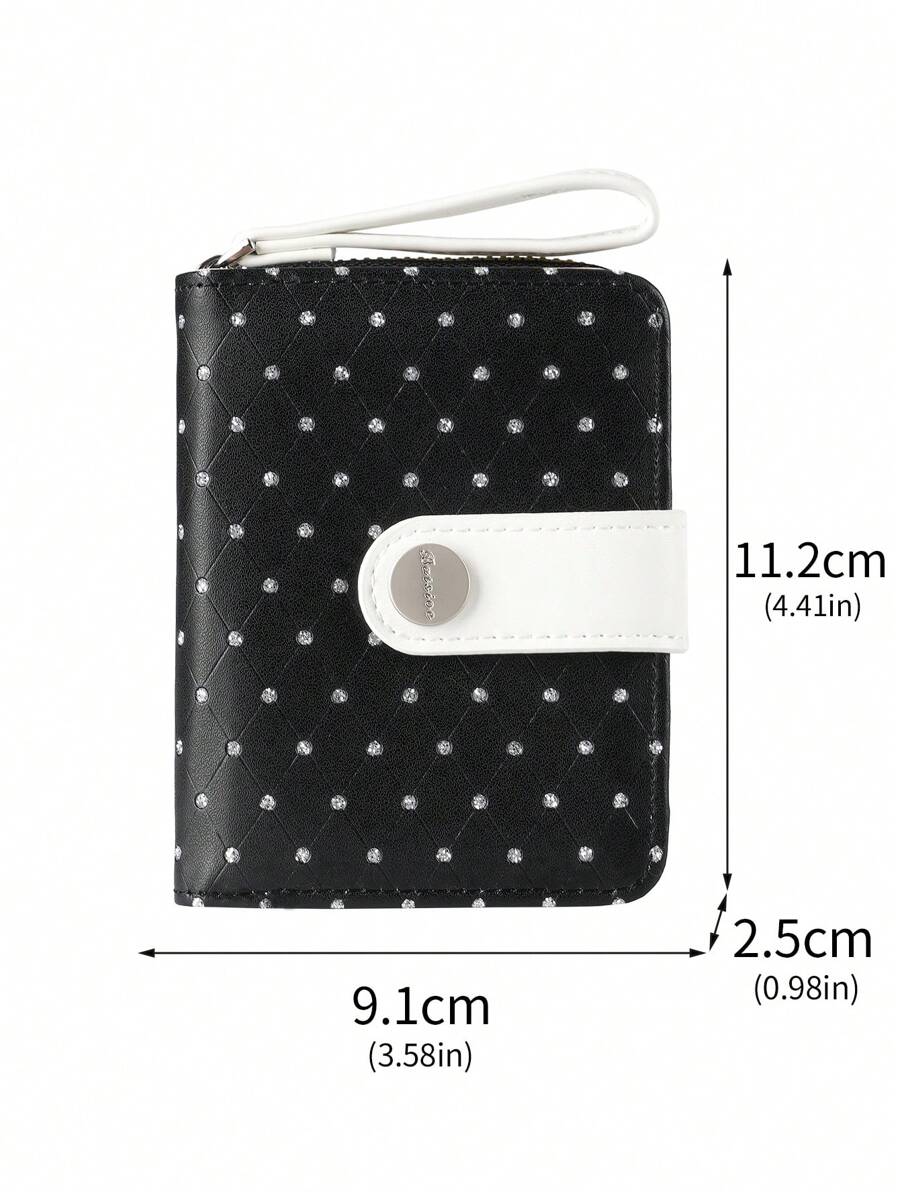 BATSIOE Cute Rhinestone Decorated Women's Wallet Rhombus Bifold Snap ...