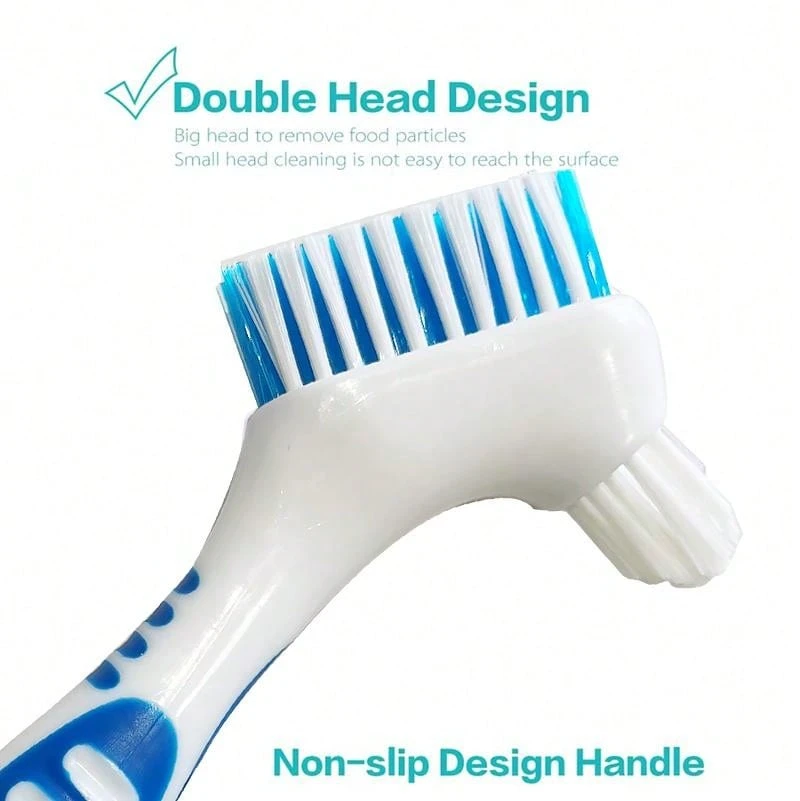 2-Sided Denture Brush, Portable Double-Sided Toothbrush Design For ...
