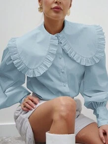 Elegant Solid Color Exaggerated Peter Pan Collar Lantern Sleeve Blouse for Sale Australia| New ...