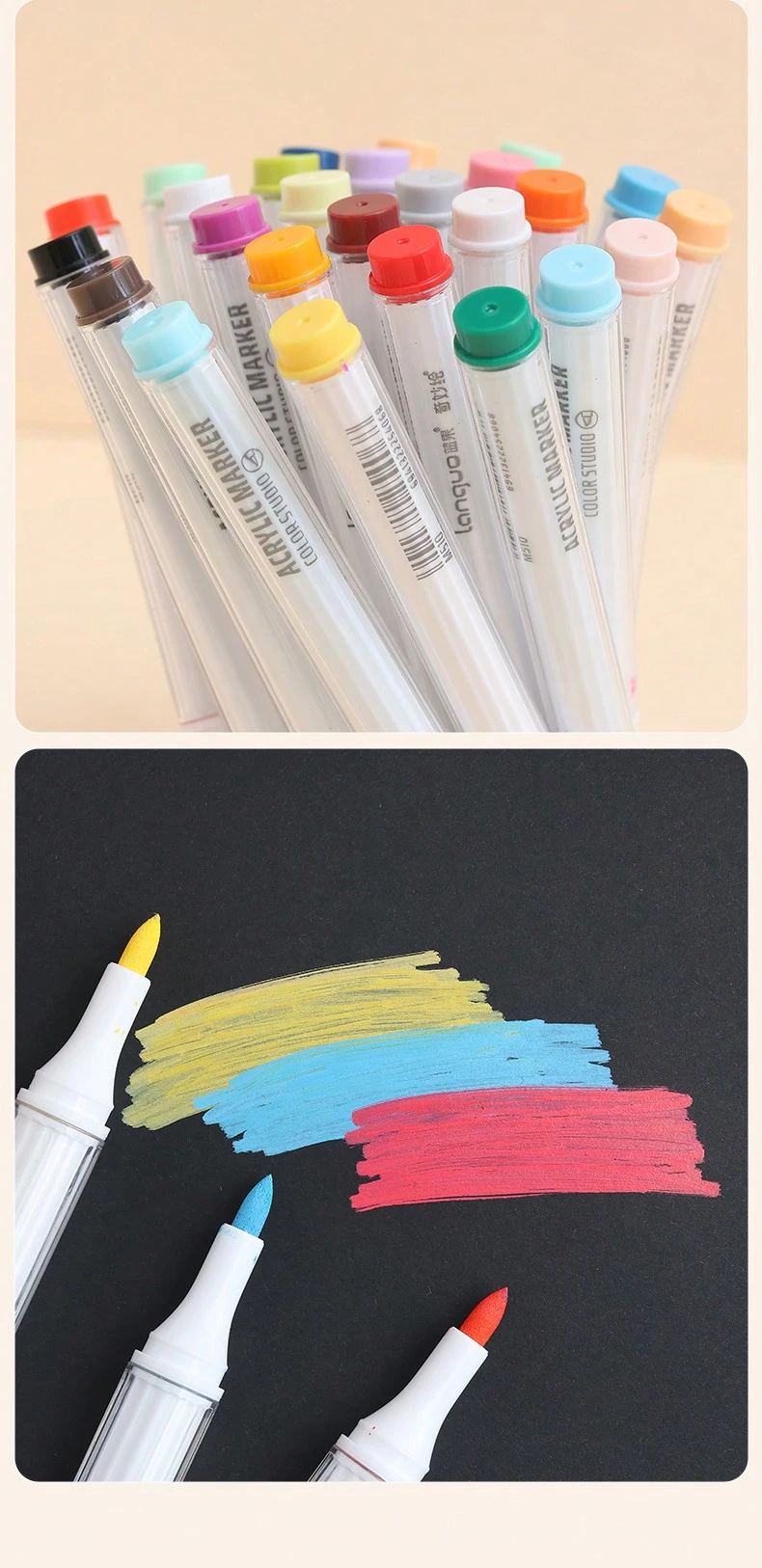 Blue Acrylic Marker Pens With Soft Nibs For Blendable Colors, High ...