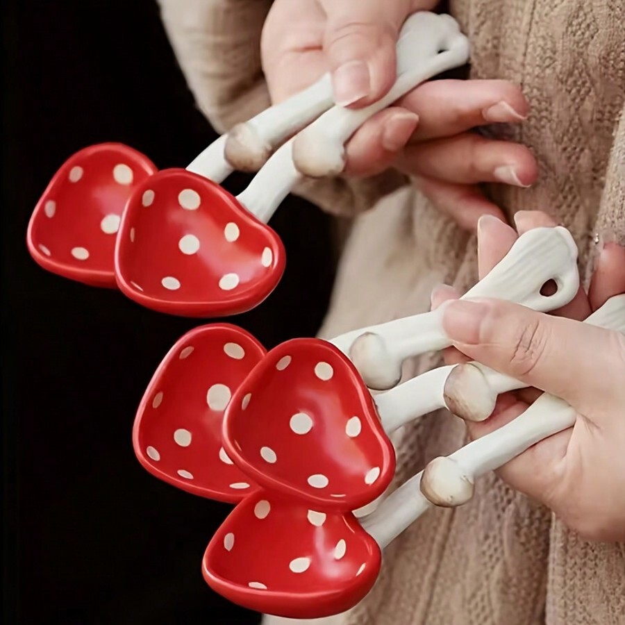 Creative Red Mushroom Ceramic Spoon, High-Grade Appearance Spoon, Cute ...
