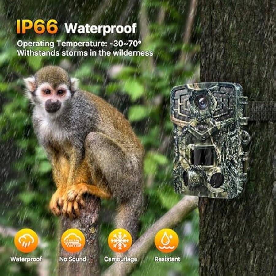 Wildlife Camera 2.7K 48MP WiFi Bluetooth Trail Camera Night Vision ...