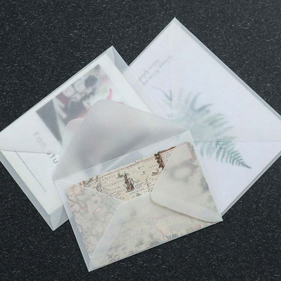10 Sets Of 3.78iin Blank Semi Transparent Envelopes, Used For ...