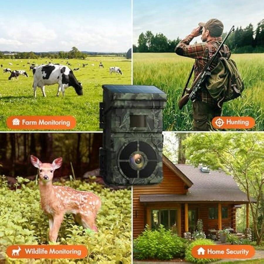 Solar Powered Wildlife Camera 48MP 4K 2500mAh Lithium Battery ...