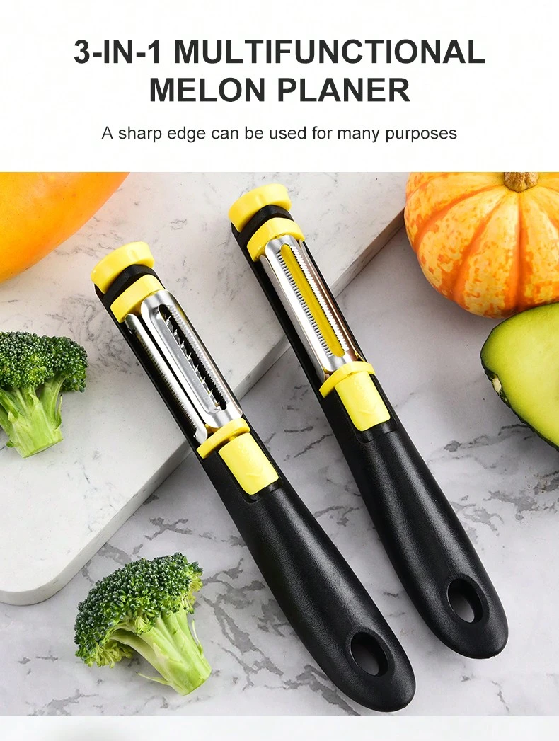 เครื่องมือครัว 3 in 1 เหล็กกล้าไร้สนิม กะเทาะเปลือก มีดปอกผัก ผลไม้หลาย ...