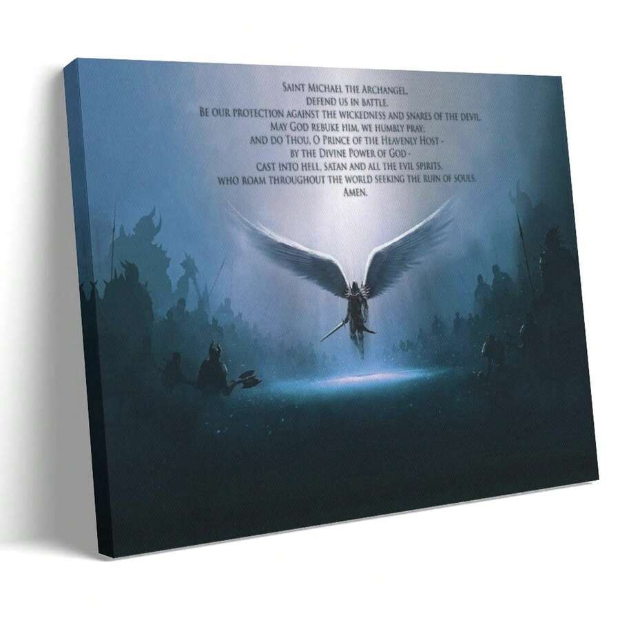 Archangel Michael Angel Encouragement Motivational Poster Framed Canvas ...