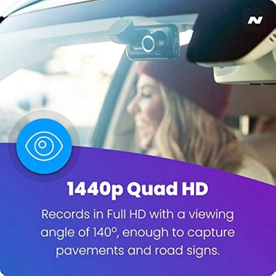 1440p Quad HD Dash Cam For Cars With 140° Wide Angle 6 Lane View WiFi GPS Built-In Alexa ...