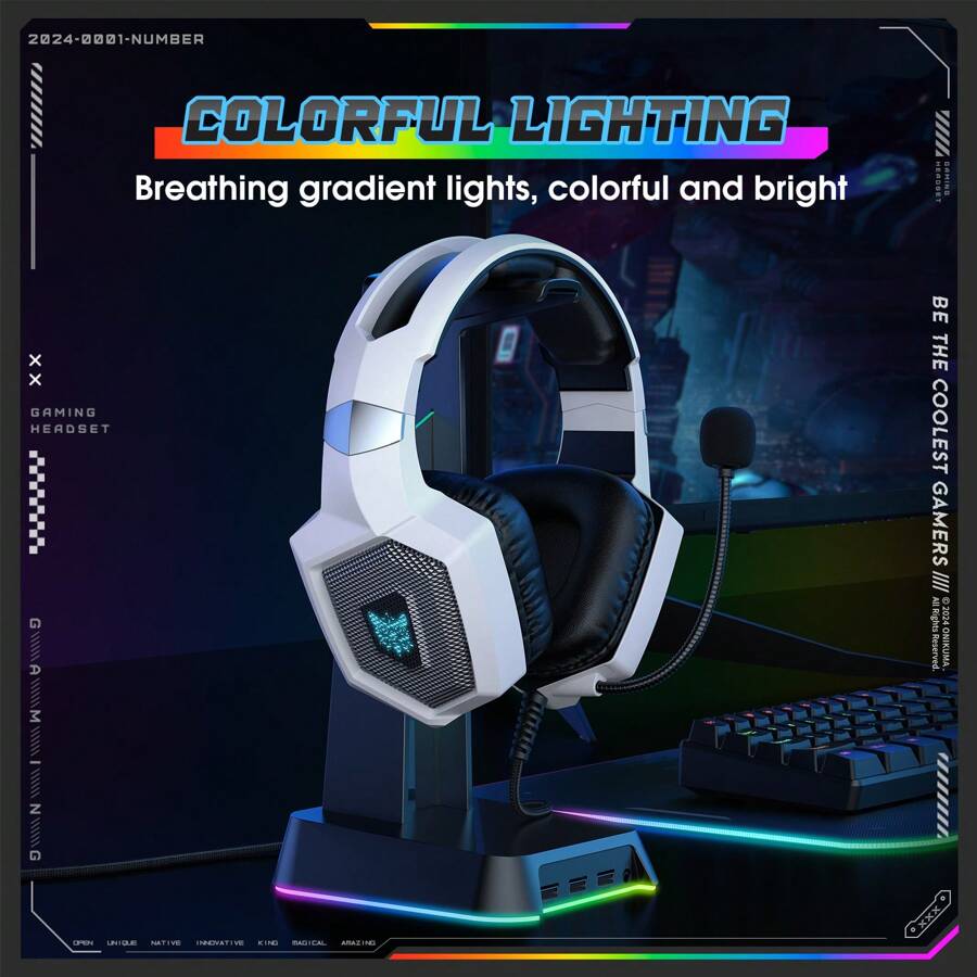 ONIKUMA K8 White Headset Over-Ear Gaming Headset With Gaming Chat ...