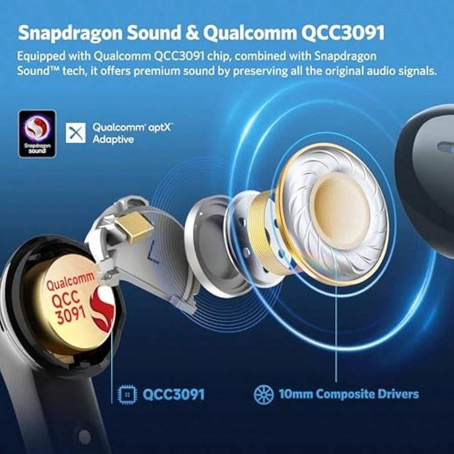 EarFun Wireless Earbuds Adapt Noise Cancelling AptX Lossless Hi-Res ...