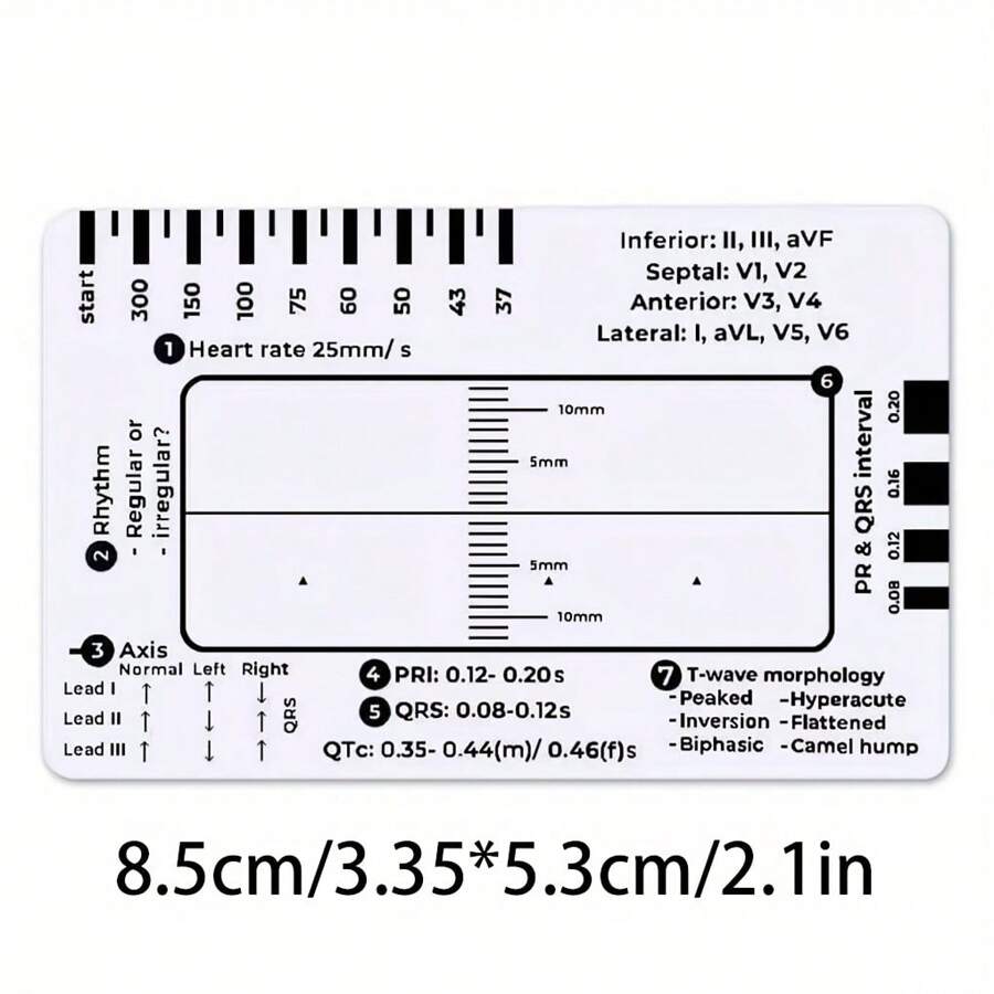 Acrylic Medical Ruler 7 Step Diagnostic Guide Waveform Measurement Tool For Cardiac Reading