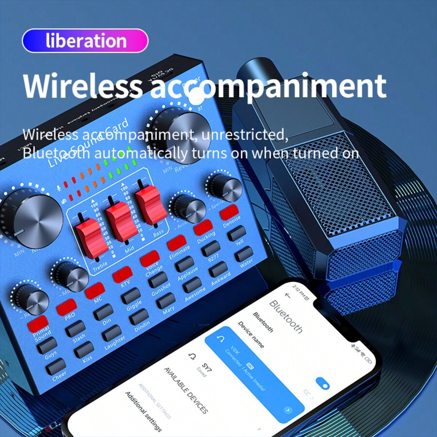 V8S Sound Card External Sound Card For Streaming/ Gaming/ Recording/ Singing Multi-Platform ...