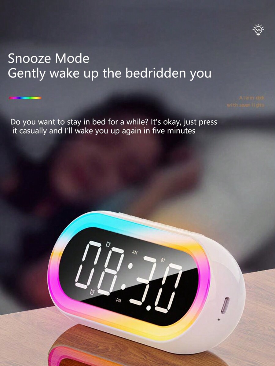 RGB Stylish Bluetooth Alarm Clock, Full-Range High-Volume Speaker, HD ...