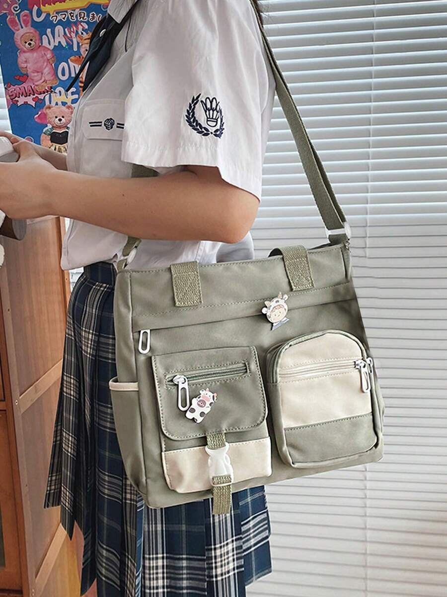 Women's Preppy Style Shoulder Bag Cute Crossbody Bag With Adjustable ...