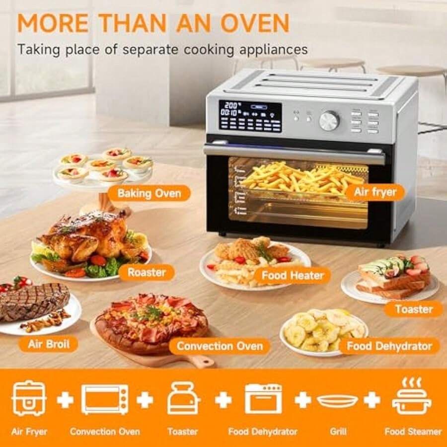30L Air Fryer Oven Rotisserie 1800W 21 Preset Modes Countertop ...