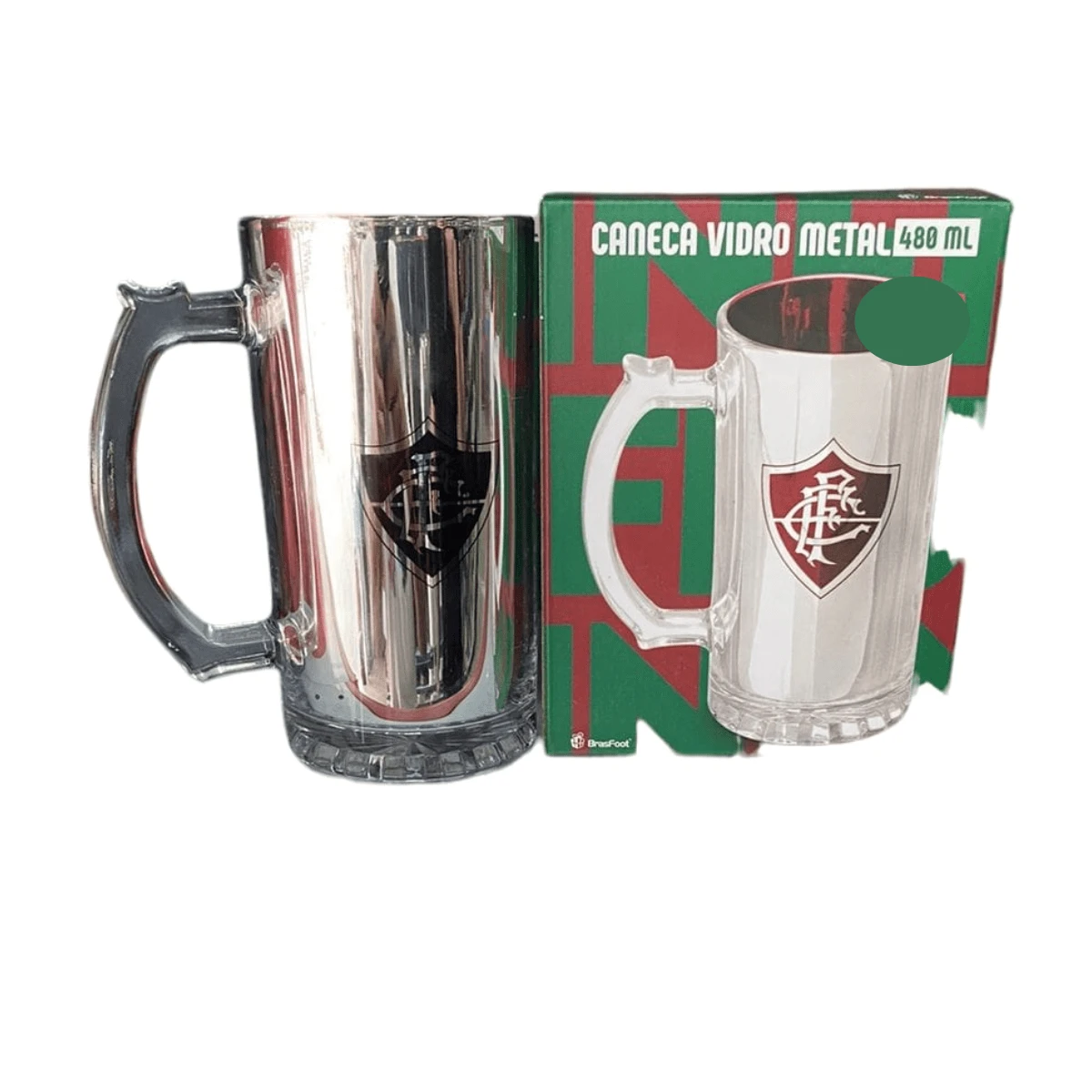 Caneca Chopp De Vidro E Metal Fluminense 480ml Time Oficial | SHEIN Brasil