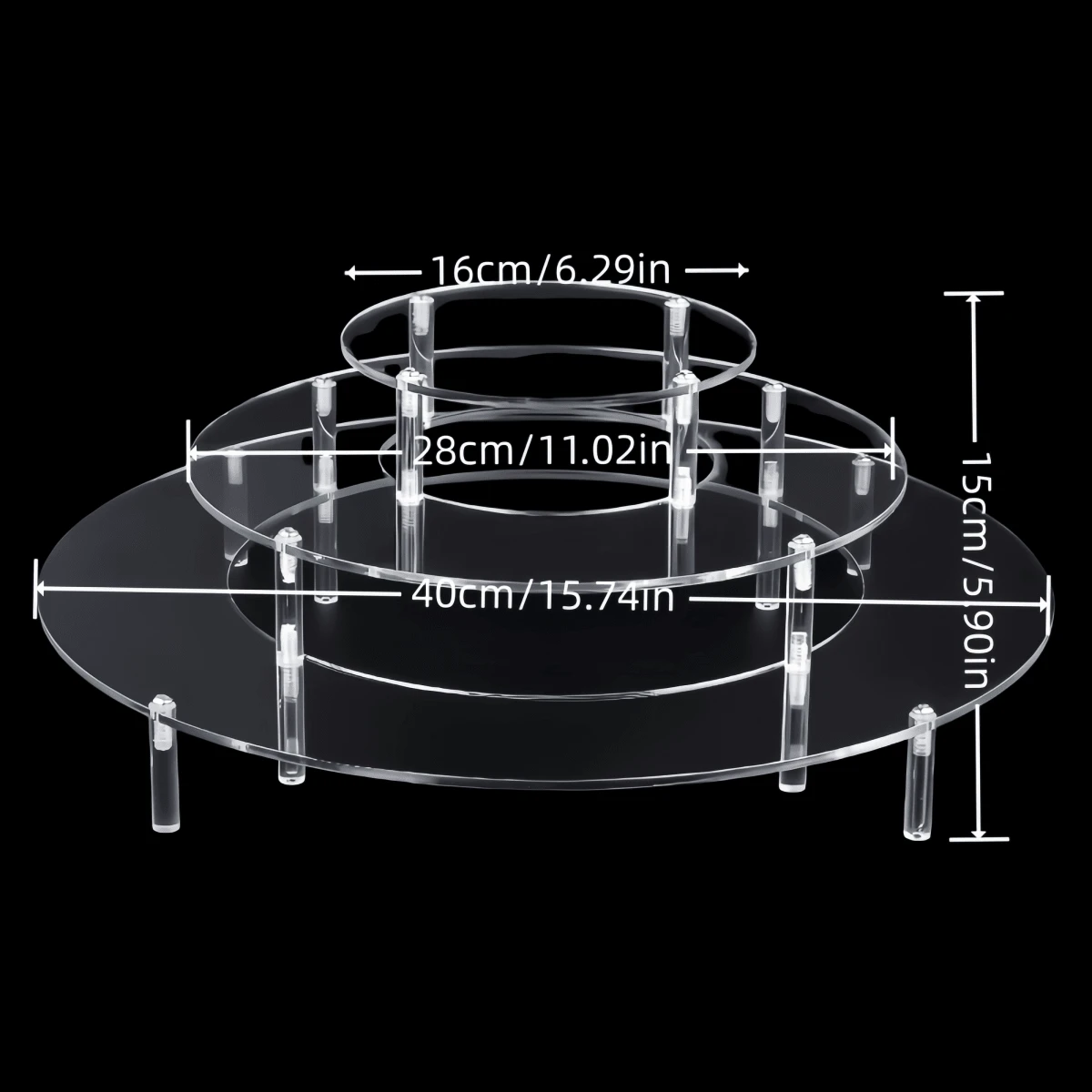 Acrylic Tiered Display Shelf, 3-Layer Half Circle Stepped Rack, Square ...