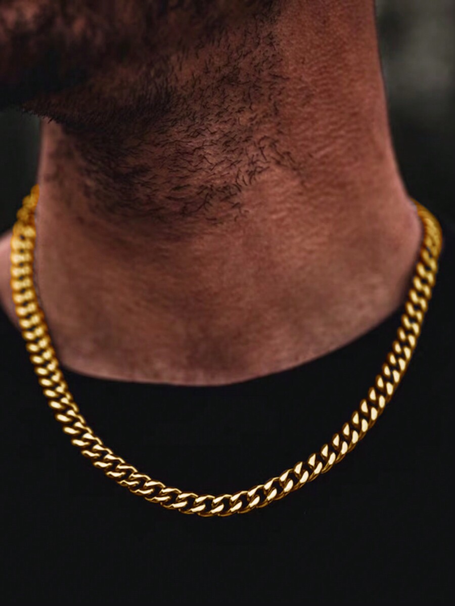 1 Pc Men's Trendy Chunky Cuban Link Chain Necklace, Rap Hip-Hop Style ...