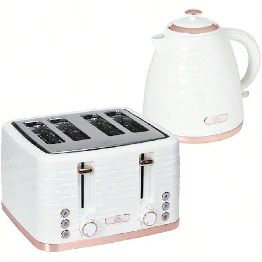 HOMCOM Kettle And Toaster Sets 3000W 1.7L Rapid Boil Kettle And 4 Slice ...