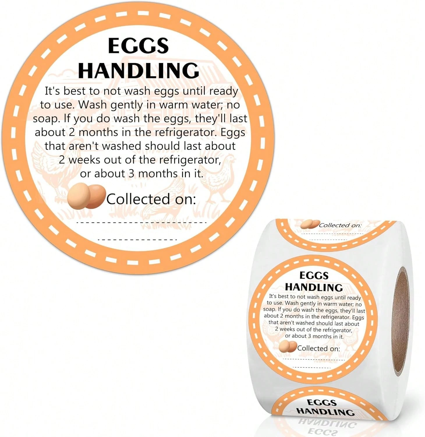 2-Inch Farm Fresh Egg Carton Labels, Writable Labels Round Egg ...