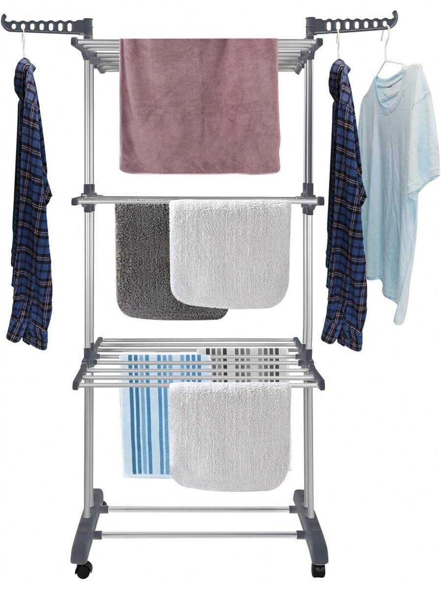 Folding Clothes Drying Rack 4-Tier Clothes Drying Rack Stainless Steel ...