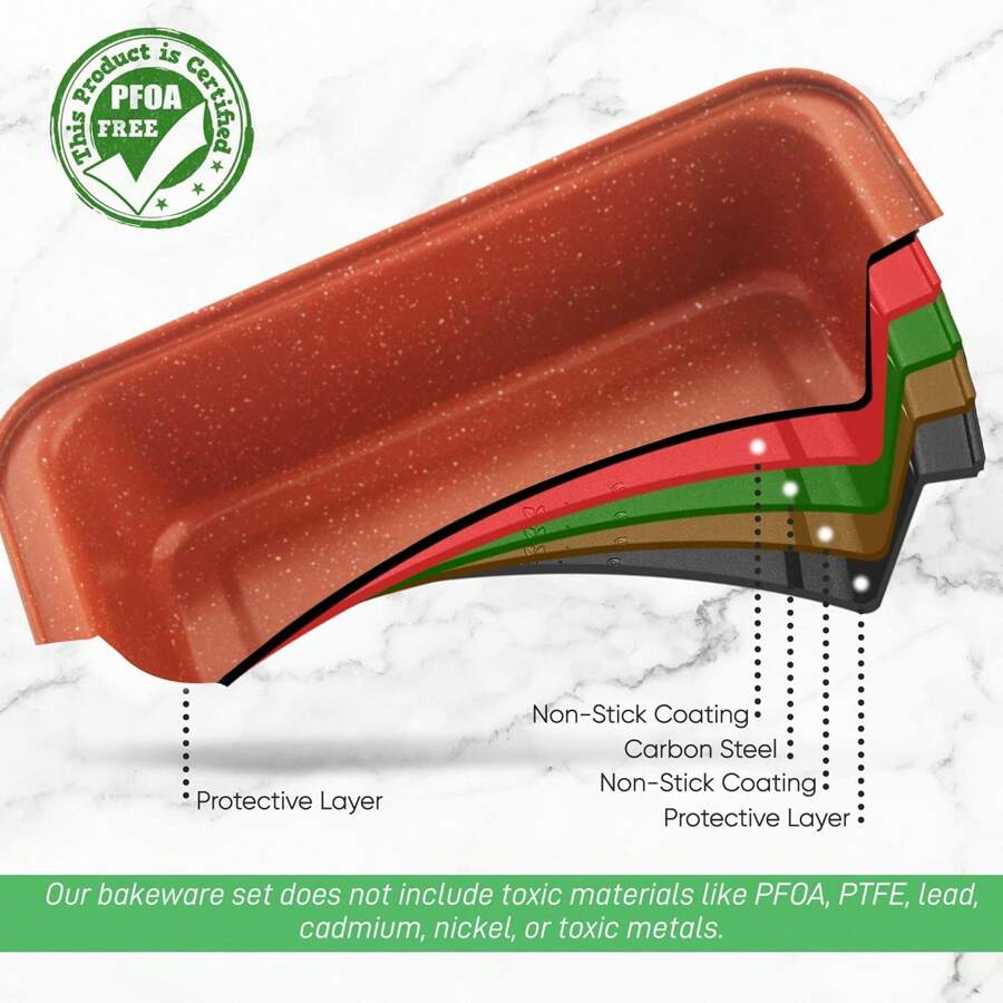 10 X 5 In Non-Stick Loaf Pan Set, 2 Pieces Bread Pan For Baking, Carbon ...