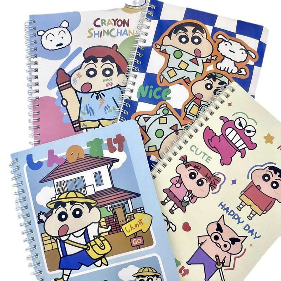 CRAYON SHINCHAN 4Pcs New Kawaii Cute Crayon Shin-Chan Notebook A5 Anime ...
