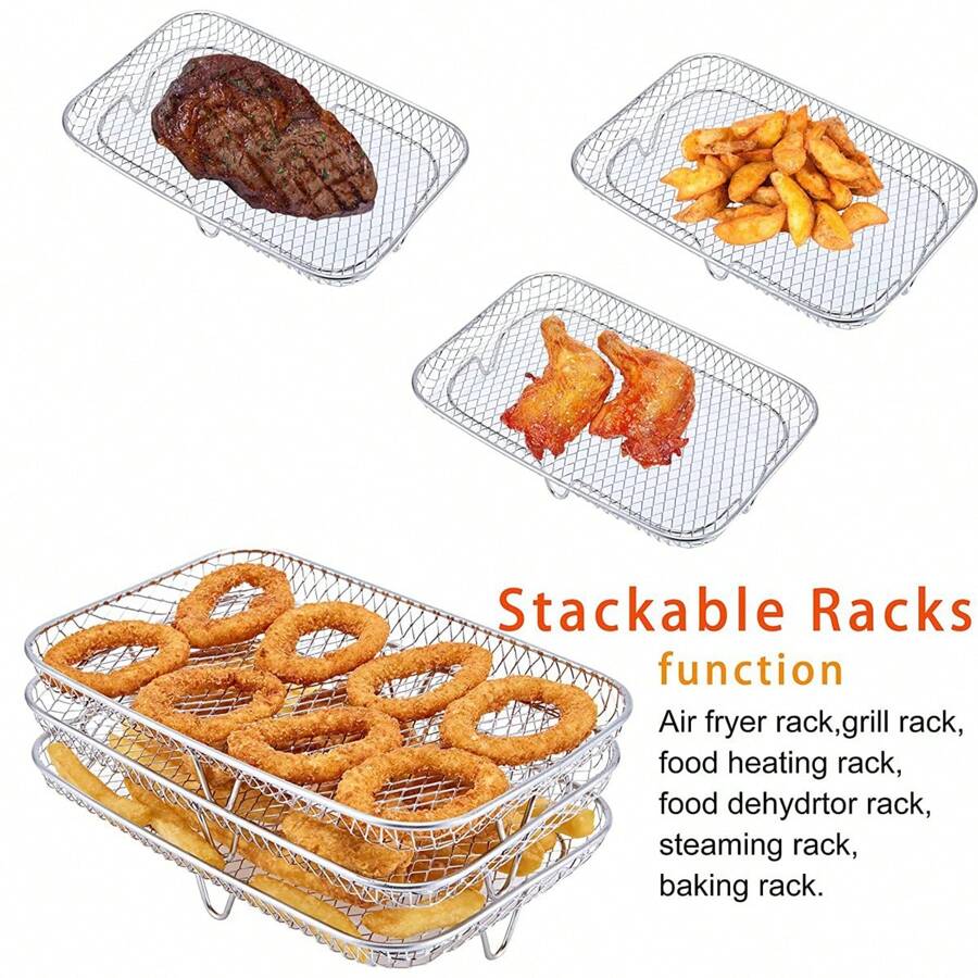3-Layer Stacking Rectangular Stainless Steel Filter Rack, Cooking ...