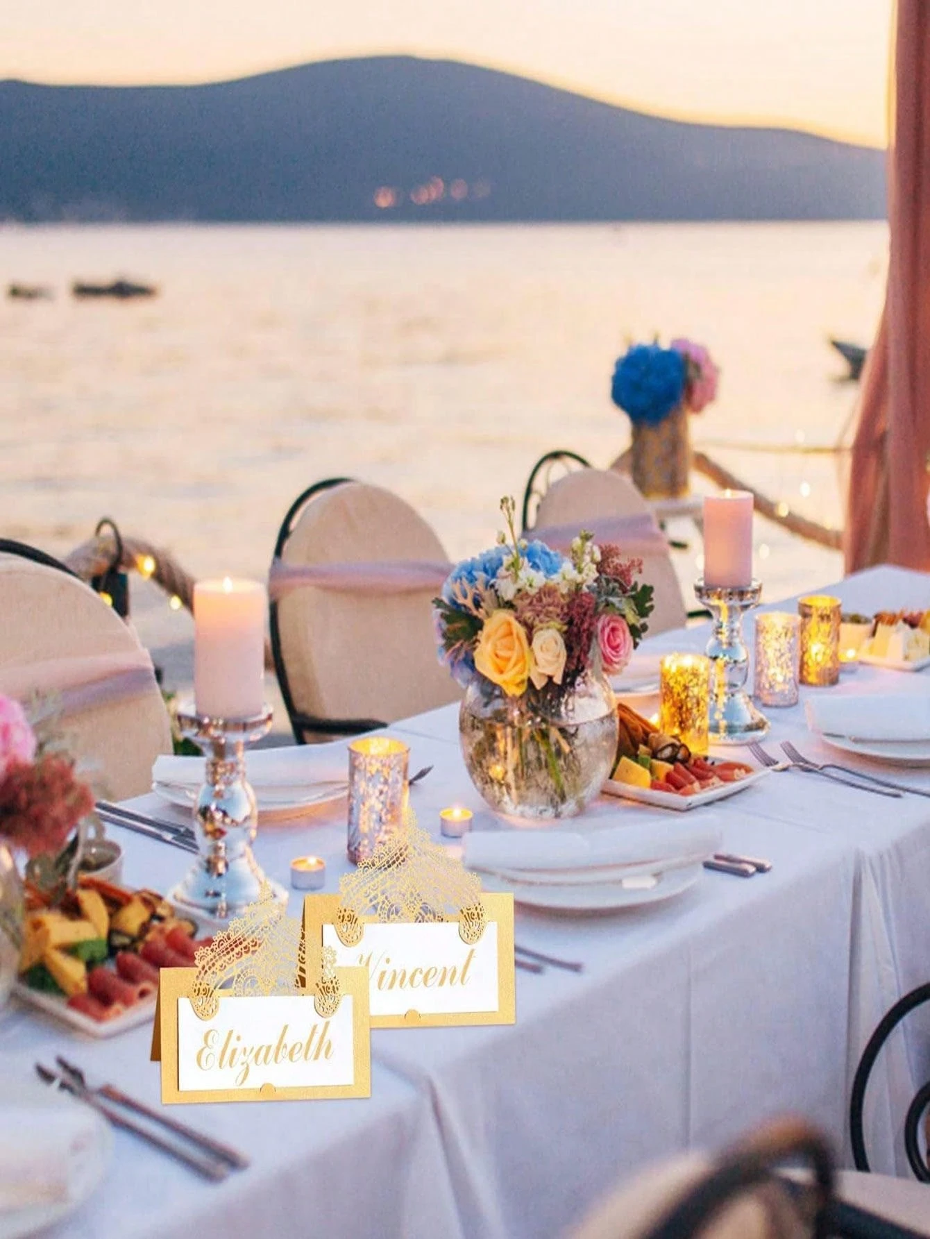 20 PCS Laser Cut Wedding Place Cards Tented Name Card Folded Cards ...