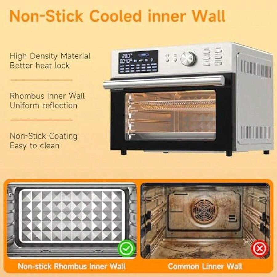 30L Air Fryer Oven Rotisserie 1800W 21 Preset Modes Countertop ...