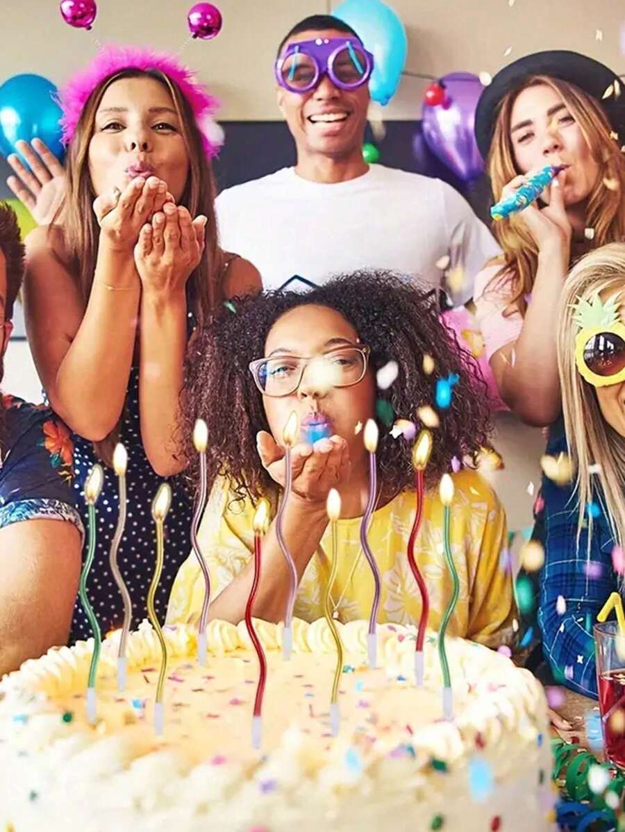 6 Pack Birthday Candles Spiral Cake Candles With Stand Metal Cake ...