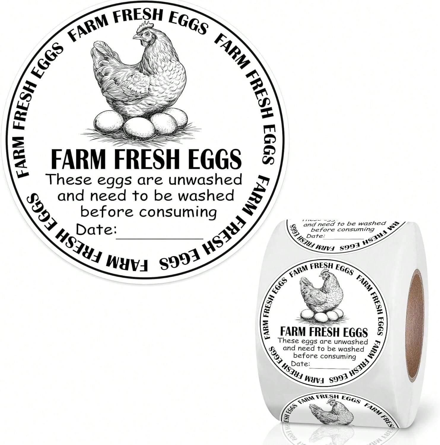 500pcs 2 Inch Farm Fresh Egg Paper Box Labels, Writable Stickers For ...