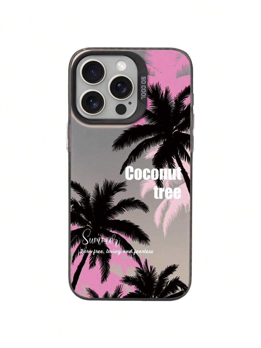 1pc Summer Coconut Tree IMD Hard PC Back Case With Soft Edges, Colorful ...