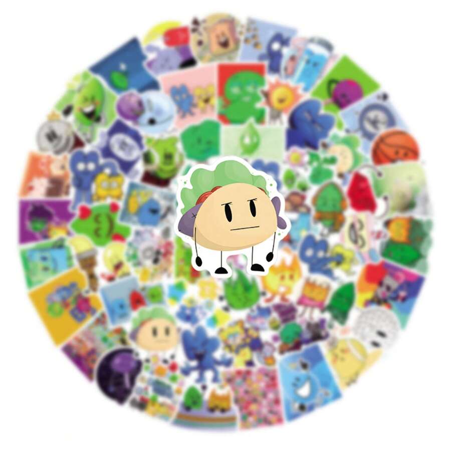 125pcs BFDI Game Theme Sticker Pack, Cartoon Cute Aesthetic Vinyl ...