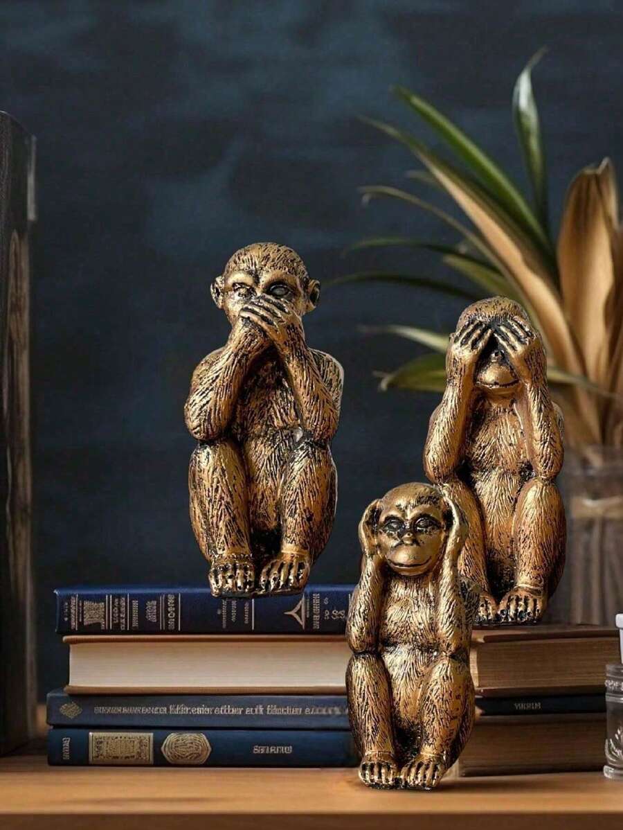1/3 Wise Monkeys Statue For Home Decor Accents,Hear No See No Speak No Figurine For Living Room ...