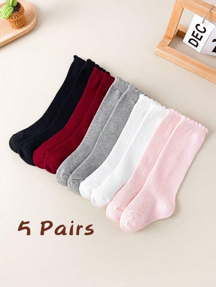 5 Pairs/Lot Baby Girls Bow Knee Bow Decoration High Socks Cute Kids ...