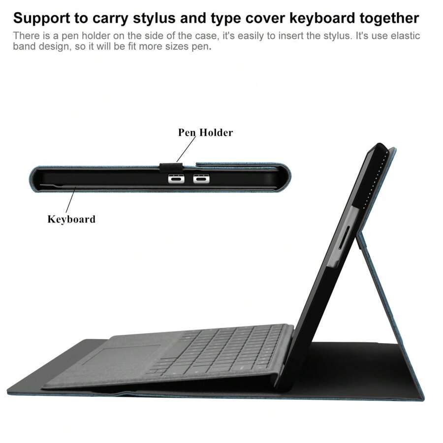Microsoft Surface Pro 11/10/9 hoes, lichtgewicht beschermend, meerdere hoeken, stylushouder ...
