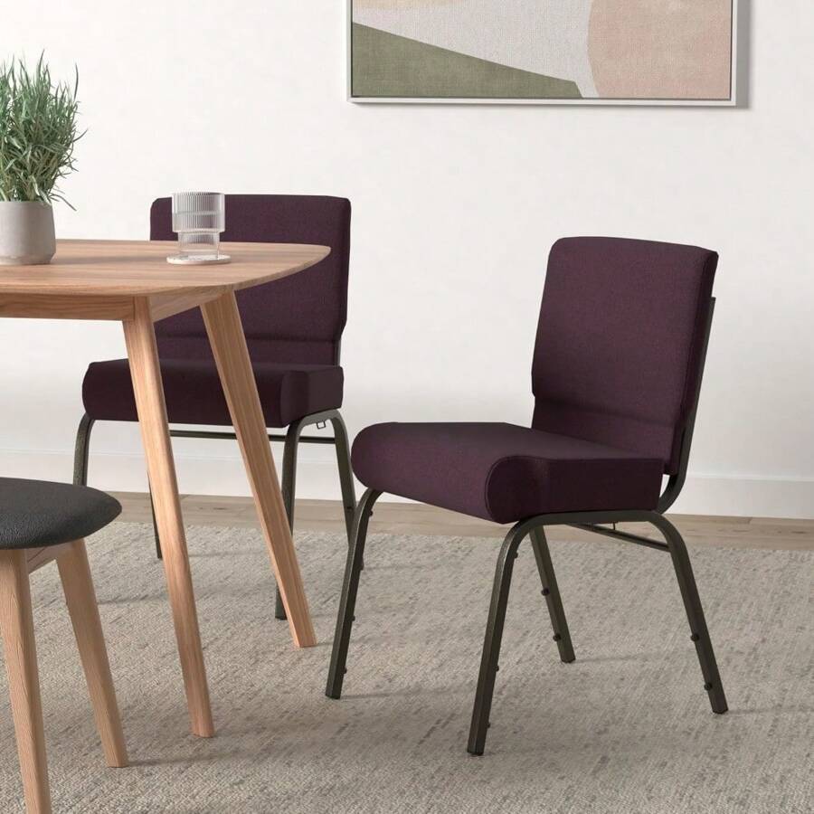 4 Pack Series 21'' Stacking Chair In Plum Fabric - Gold Vein Frame ...