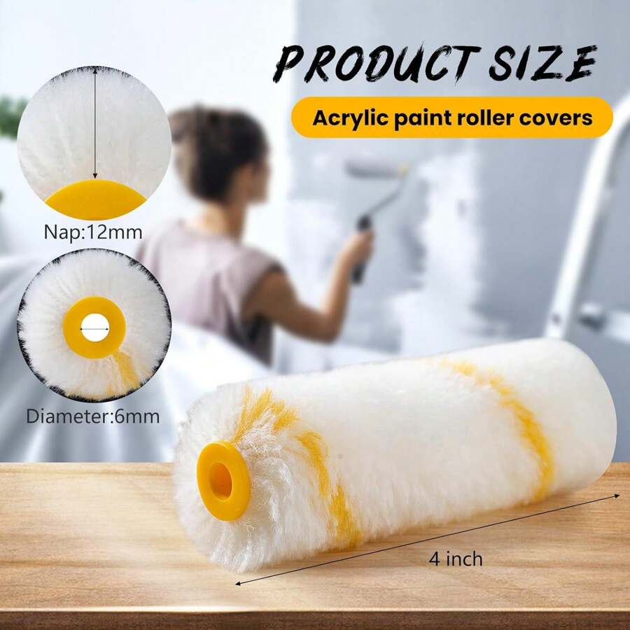 Microfiber Paint Roller 4 Inch, Small Paint Roller Covers (30CM Nap, 10 ...
